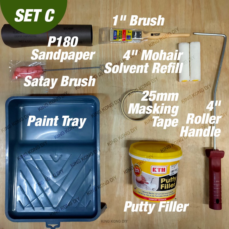 SET4/6/8 in 1 PAINTING TOOLS NIPPON PAINT Roller Tray Brush Masking ...