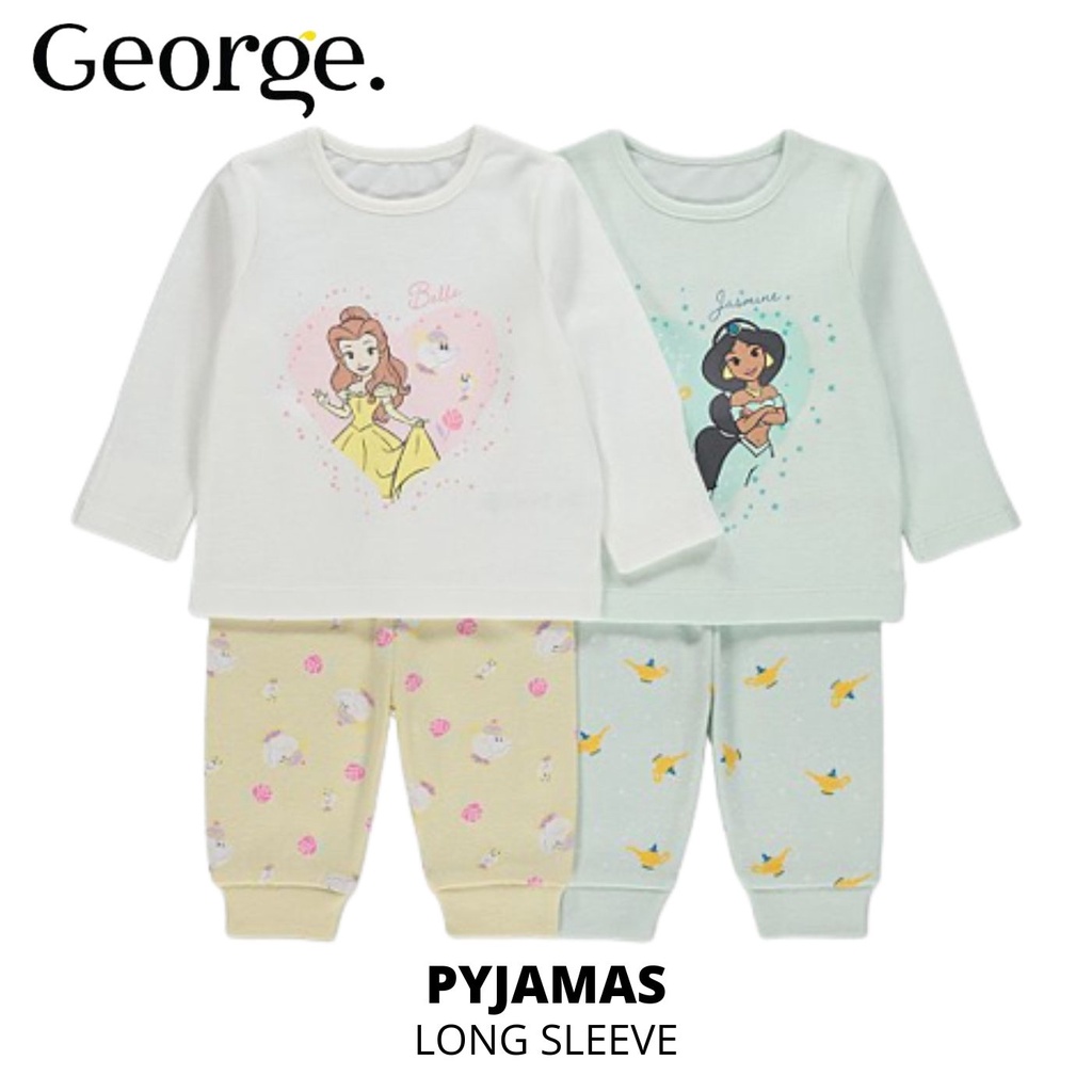 George Disney Princess Long Sleeve Yellow Pyjamas 2 Pack (V-UK ...