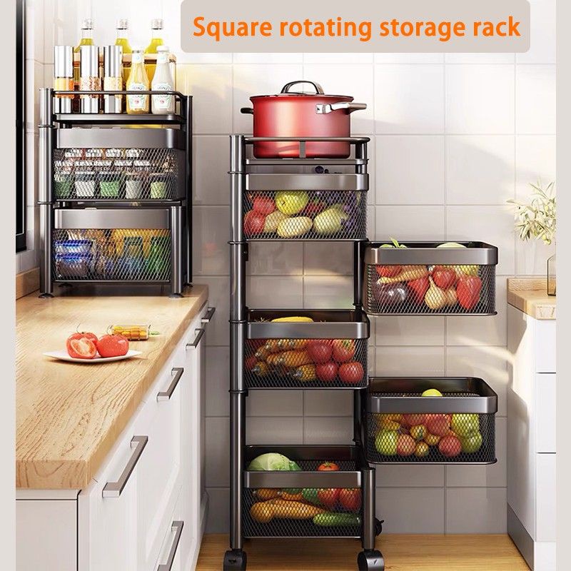 Kitchen Rotating Rack Stainless Steel Rak Dapur Basket Rack Vegetable ...