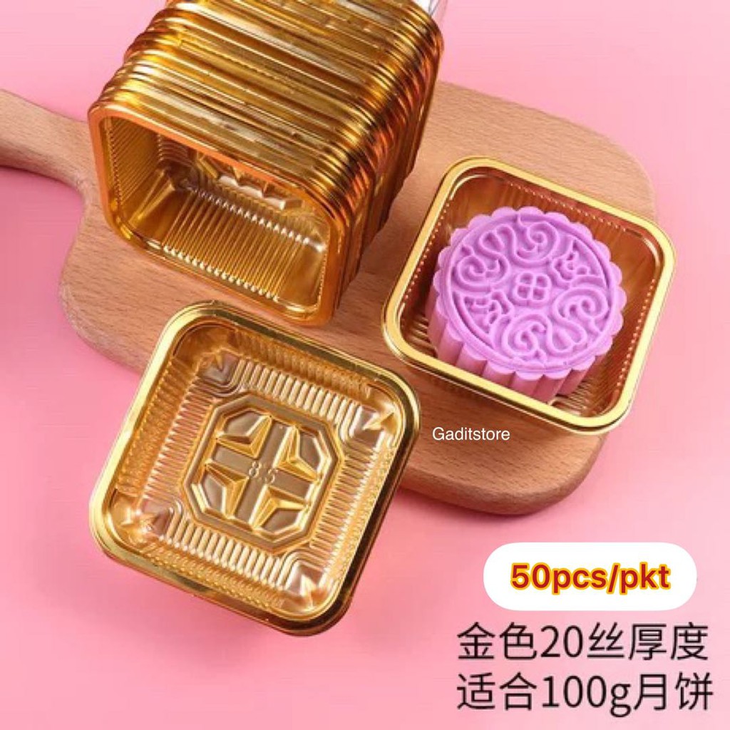 (50pcs/pkt) Food Grade Transparent Plastic Mooncake Packing Tray 50g ...