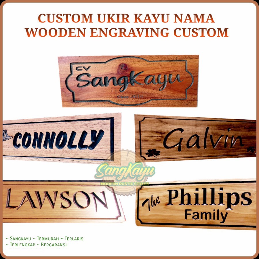 SangKayu Wooden Nameplate Signage Sign Carved Wooden Name Sign Board ...