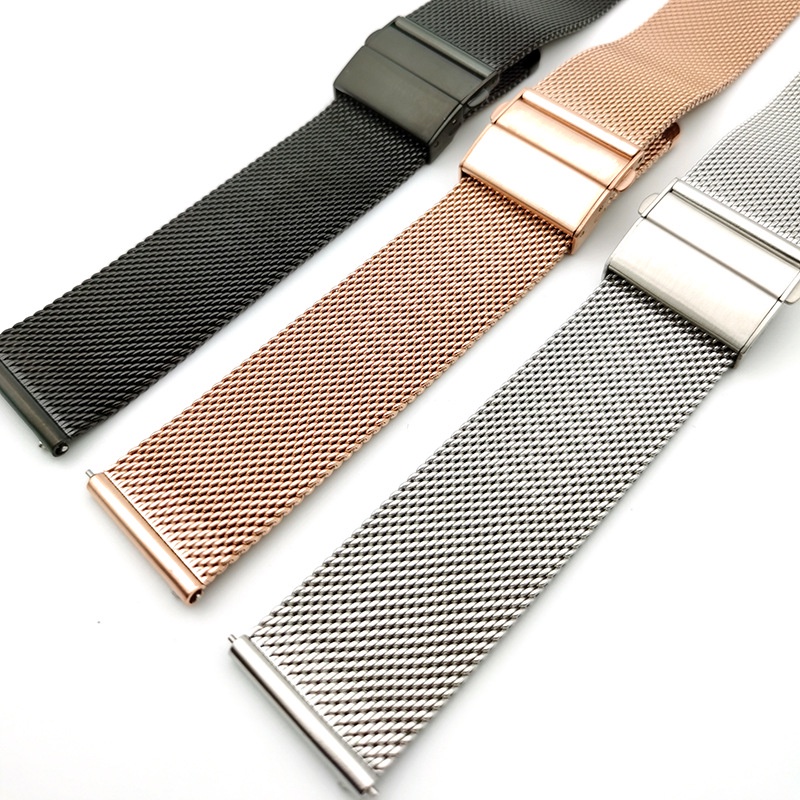 16mm 18mm 20mm 22mm Width Quick Release Mesh Milanese Loop Watch Band ...