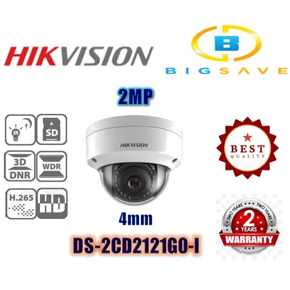 HIKVISION 2MP DS-2CD2121G0-I IR FIXED DOME NETWORK CAMERA | Shopee Malaysia