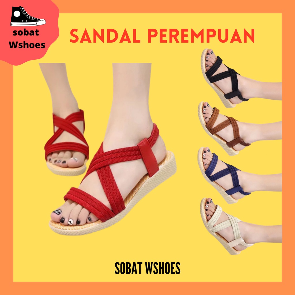 Kasut Sandals Cantik Casual Perempuan Wanita Sandal Pantai Bertali ...