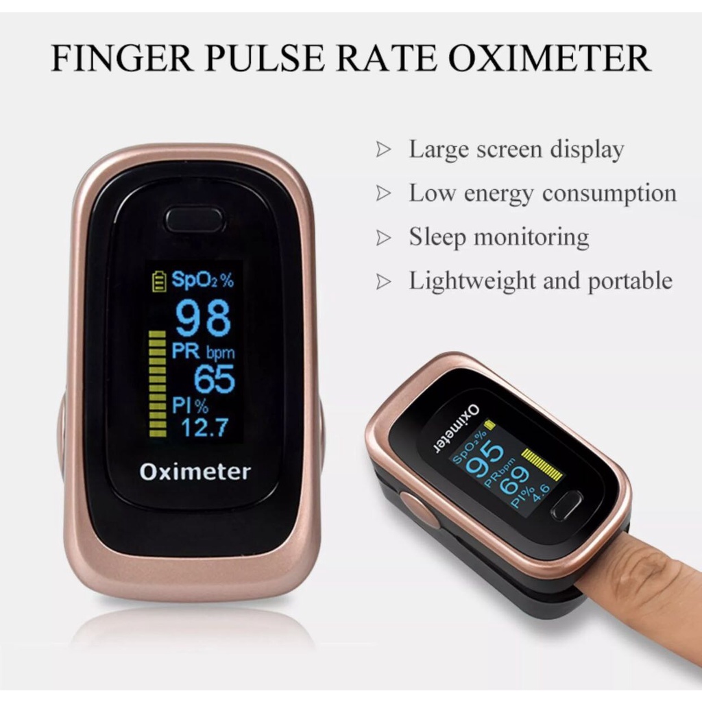 Finger Pulse Rate Oximeter Blood Oxygen Saturation Monitor Portable ...