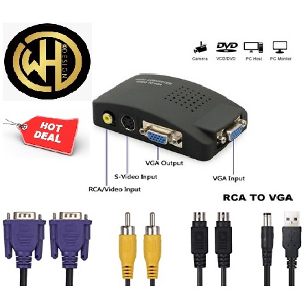 UNIVERSAL COMPOSITE AV S-VIDEO RCA TO VGA CONVERTER ADAPTER (RCA/VGA ...