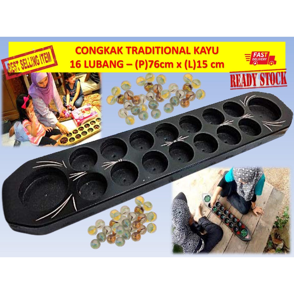 CONGKAK TRADISIONAL KAYU JATI / TRADITIONAL TEAK WOOD CONGKAK - 16 ...