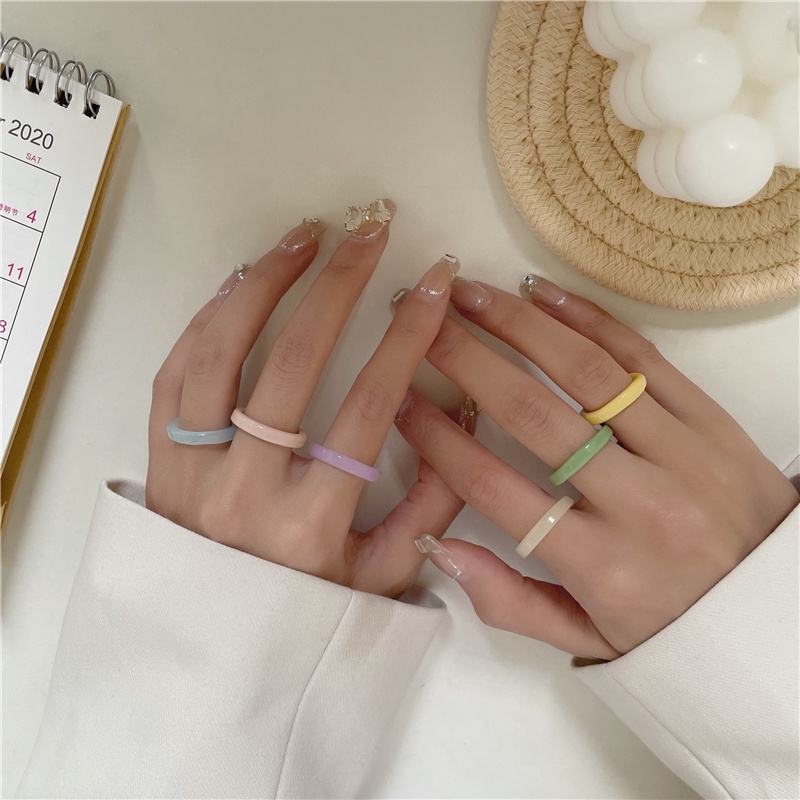 1Pcs Resin Colourful 17mm Round Rings Set for Women Girls Jewelry Party ...