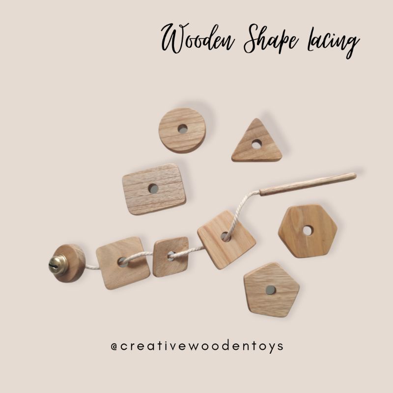 KAYU Wooden Shapes Threading, Wooden Shapes Lacing, Wooden shape Toys ...