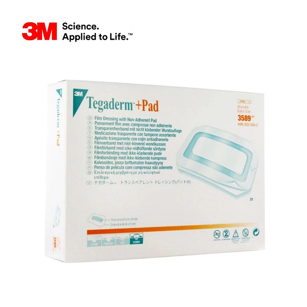3M Tegaderm +Pad Film Dressing with Non-Adherent Pad 3589 (3-1/2" x 6 ...