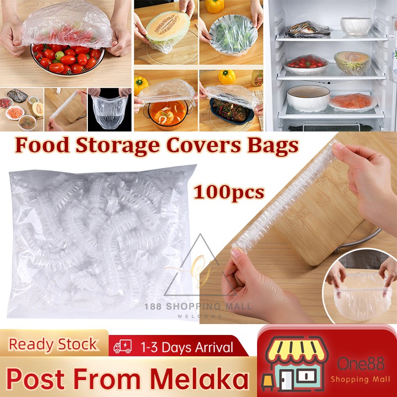 100pcs Reusable Food Storage Covers Bags for Bowls Elastic Plate ...