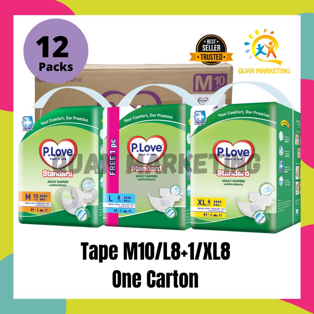 P.Love Plove Standard Adult Tape Diapers - M10 / L8+1 / XL8 (12 Packs) / One Carton | Shopee ...