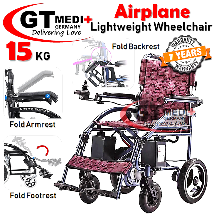E13-A-20 GT MEDIT GERMANY Ultra Lightweight Airplane Electric Wheelchair Foldable Wheel Chair ...