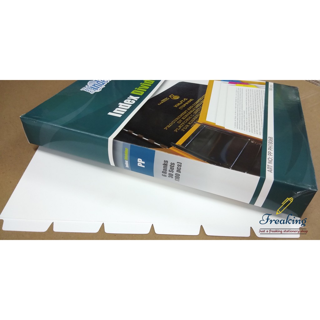 PVC A4 WHITE INDEX DIVIDER 6 BANKS - CLEAR TAB (30 SETS/BOX) (180 PCS ...