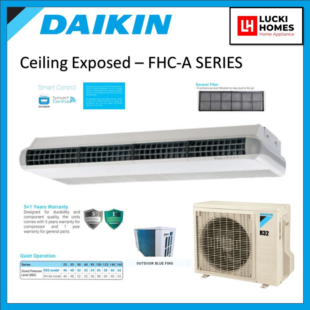 Daikin R32 2hp / 2.5hp / 3hp Air Conditioner SkyAir Exposed Series FHC-A Series FHC50AV1M ...