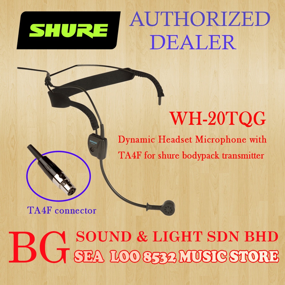 SHURE AUTHORIZED DEALER SHURE WH20TQG DYNAMIC HEADSET MICROPHONE WITH ...