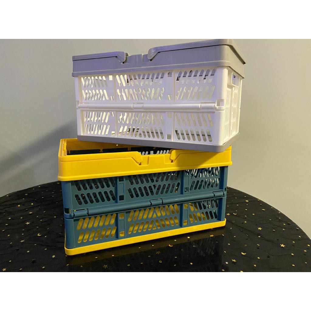 Foldable Portable Plastic Storage Basket Multifunctional Desktop Snack ...
