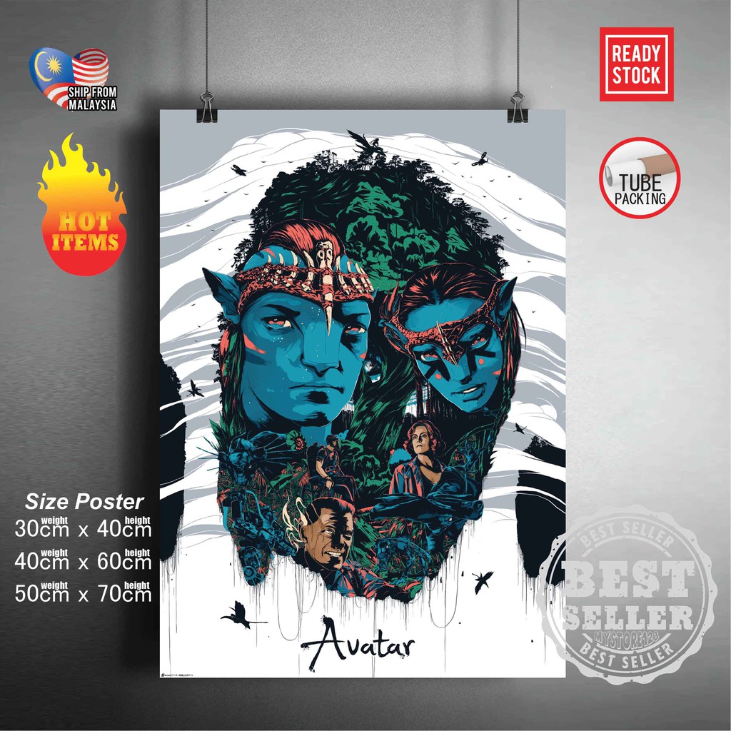 (READY STOCK)Avatar movie | James Cameron's Avatar movie poster sticker ...