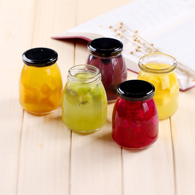 HO218 Jam Jar Pudding Jar 100ml with METAL AIRTIGHT LID Canning Jar ...