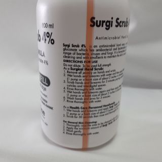 Steriline Surgi Scrub 4% Chlorohexidine gluconate 800ml foam ...