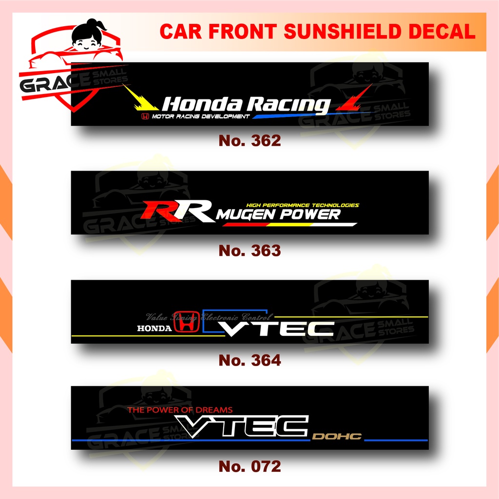 Honda Front Windscreen Windshield Window Sticker Mugen Power Vtec Civic ...