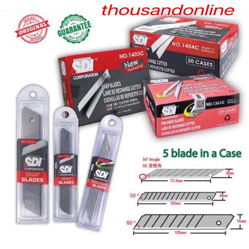 [ORIGINAL] SDI CUTTER BLADE REFILL 1404C/ 1403C/ 1361C REFILL BLADE (SMALL/BIG/30°ANGLE ...
