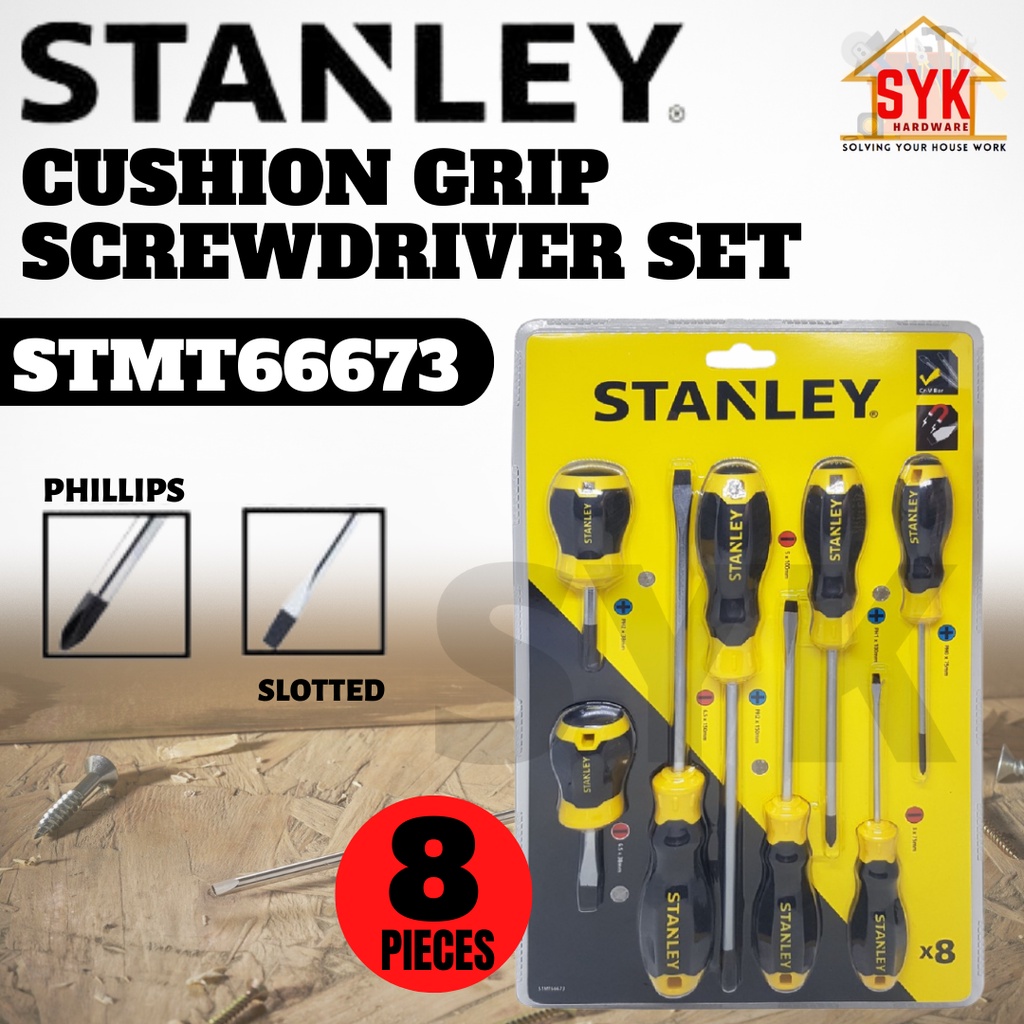 SYK Stanley STMT66673 8Pcs Philips Slotted Cushion Grip Screwdriver Set ...