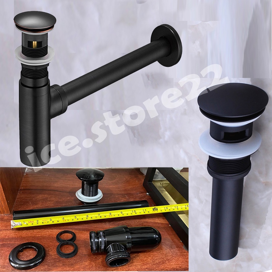 Black POP Up Fiitngs with P-Trap / Bathroom Sink Round Bottle Trap POP ...