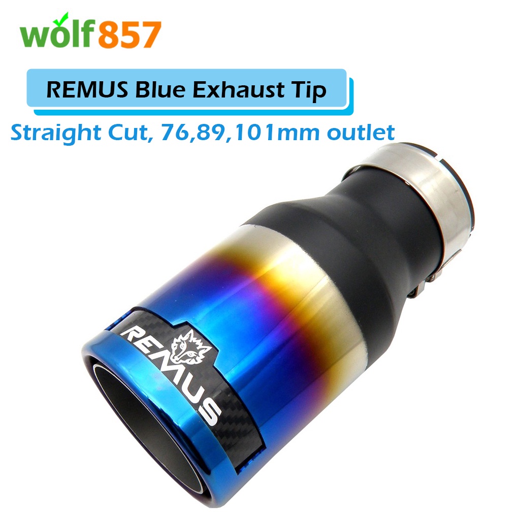 Curly Edge Remus Exhaust Muffler Tips Car Carbon Fiber Blue-burnt ...