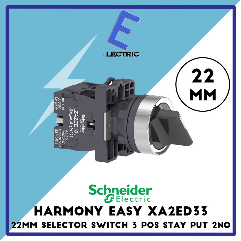 Schneider Harmony Easy XA2ED33 22mm Selector Switch 3 Pos Stay Put 2NO ...