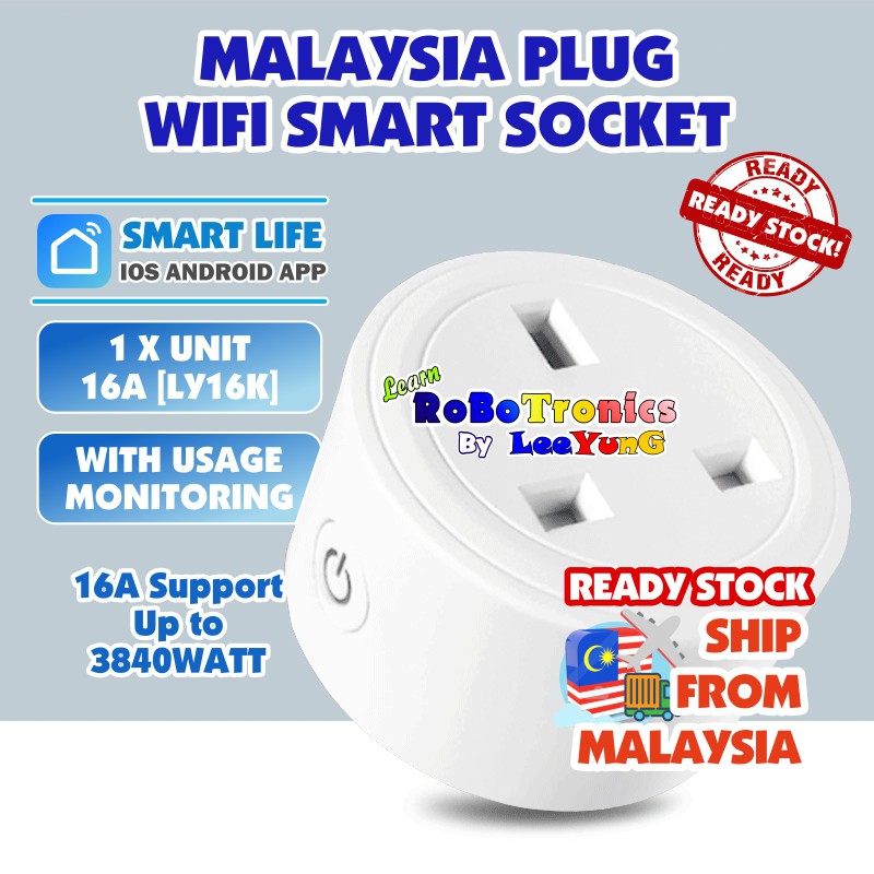 SMART LIFE WiFi Smart Socket Smart Plug 16A Malaysia Plug IoT WIFI ...