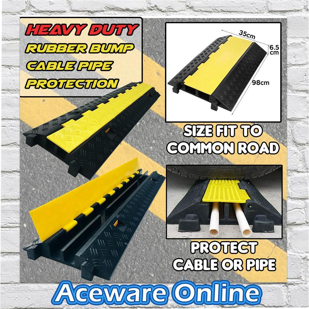 Heavy Duty Rubber Plastic Bump Ramp 98cm 2 Channel Slot Hole For Cable ...