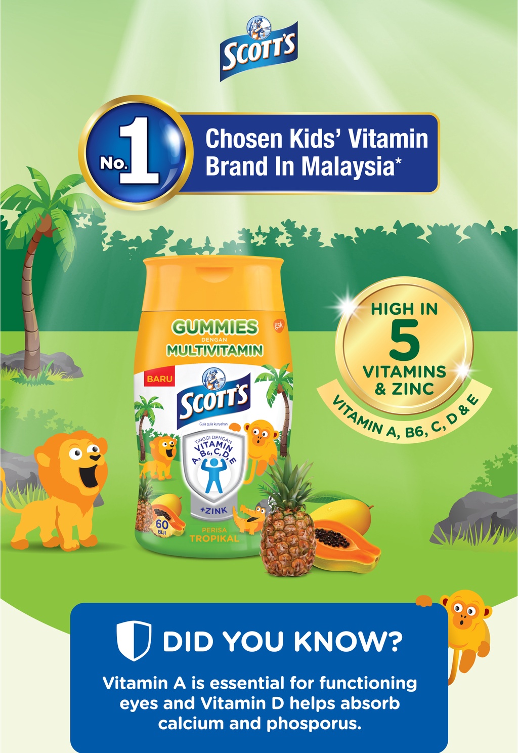 Scott's Gummies with Multivitamin - 2 Flavours (1 x 60's) | Shopee Malaysia