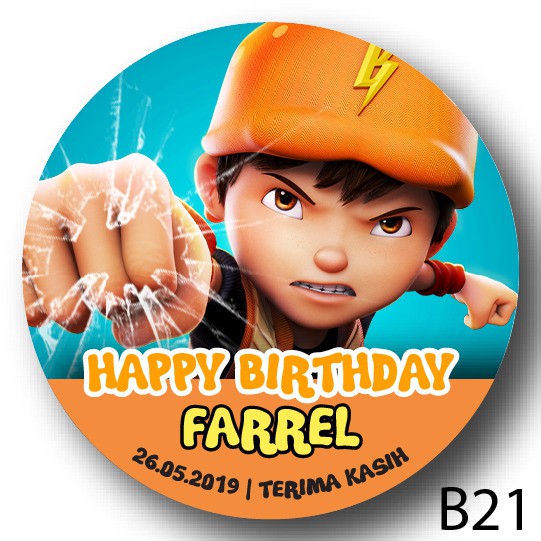 Goodies Birthday Packaging Party Sticker Boboiboy #B21 55pcs | Shopee ...