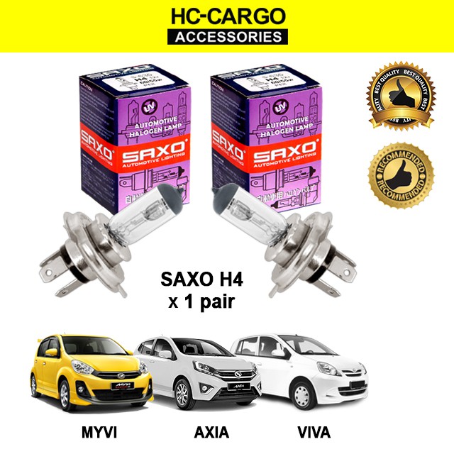 SAXO Lighting Halogen S-635 H4 Bulb Hi/Low Car Lightning Bulbs For Myvi ...