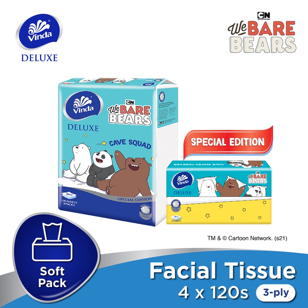 breeze Vinda Deluxe Facial Tissue Large 3ply WE BARE BEAR Special ...