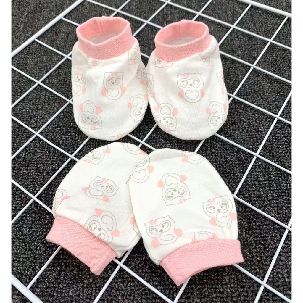 Newborn Cotton Baby Mitten and Booties set Sarung Tangan Kaki Bayi Anti ...