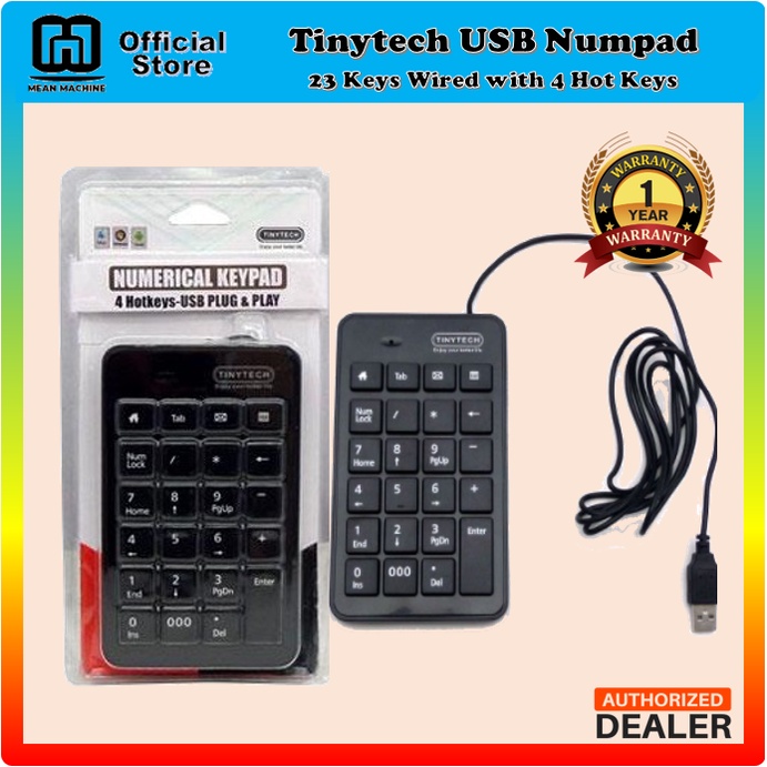 Tinytech USB Wired Numeric Keypad Mini 23-Keys Number Pad Numpad with 4 ...