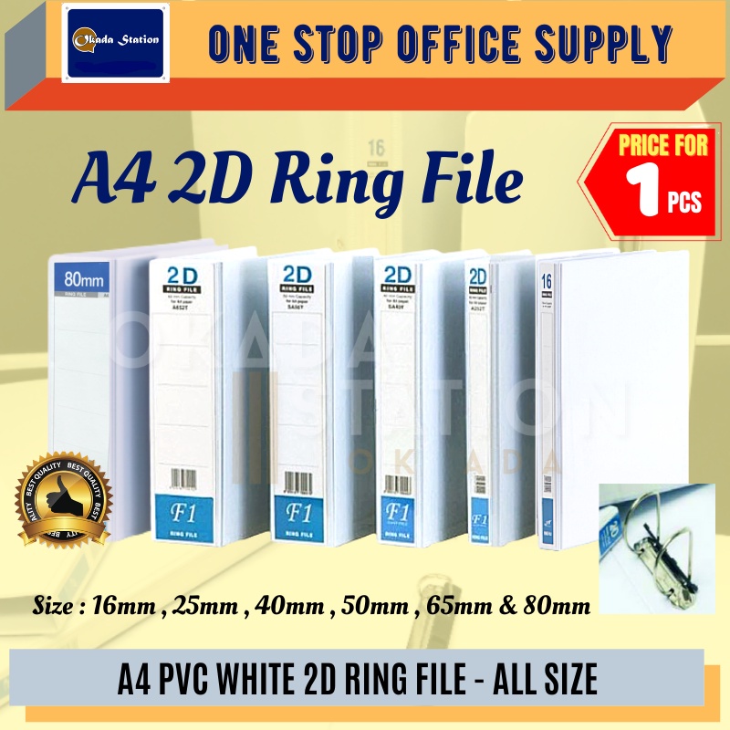 OKADA 2D PVC Ring File (A4) / Fail Kulit Keras / White File / Fail ...