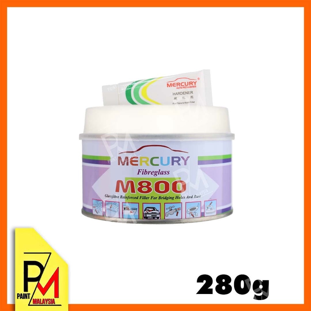 MERCURY M800 Fibreglass With Hardener Soft & Rough 1.25KG & 280G Fibre ...