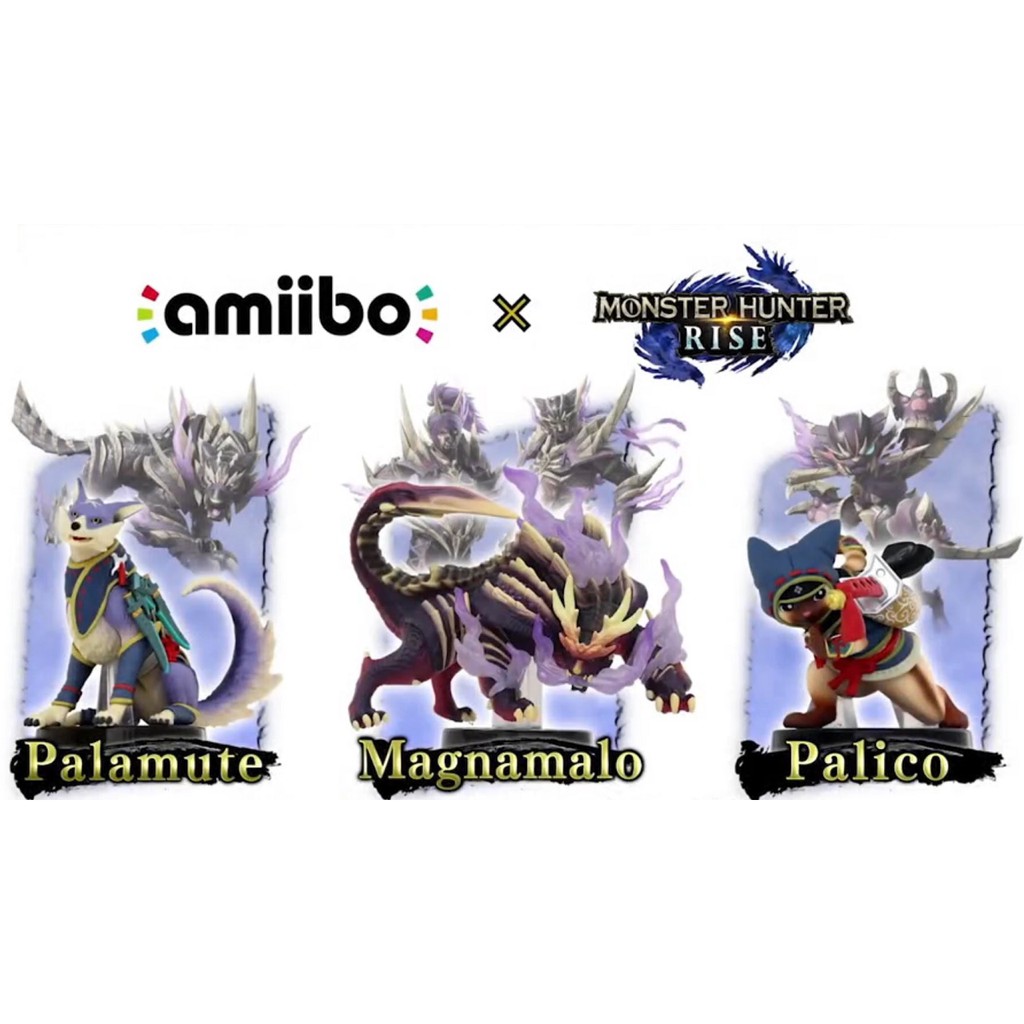Amiibo Palico Otomo Airou/ Palamute Otomo Garuku/ Magnamalo Magai ...