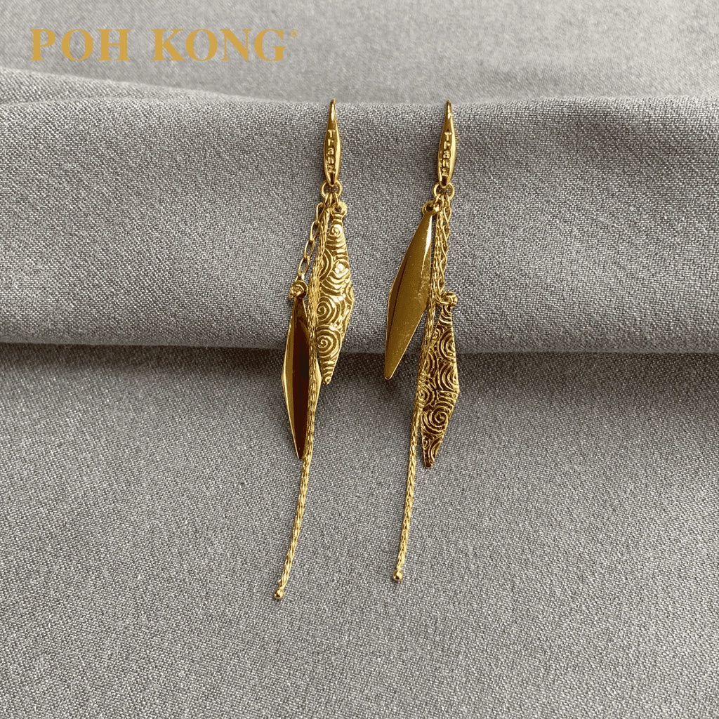 Poh Kong 916/22K Gold Tranz Spiral Lozenge Earrings | Shopee Malaysia