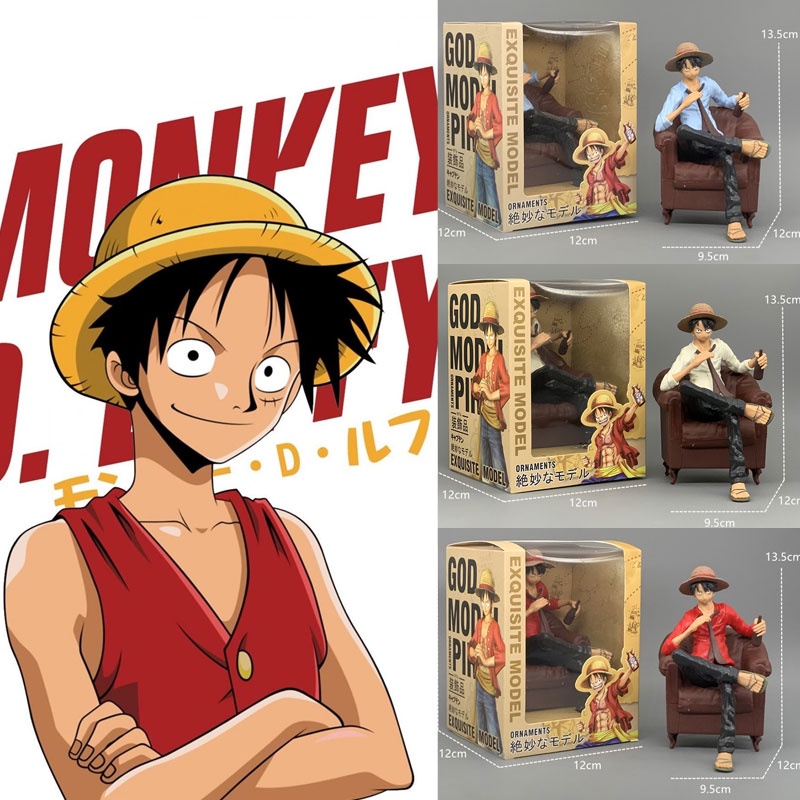 One Piece Straw Hat Luffy Sitting Posture Car Decoration Center Console ...
