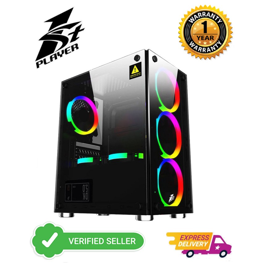 1st Player Firebase X2 MATX TG Gaming Chassis With 4 Remote RGB Fan ...