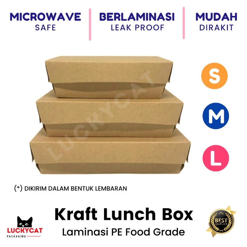 Plain Laminated Kraft Paper Lunch Box / SML Size Paper Lunch Box ...