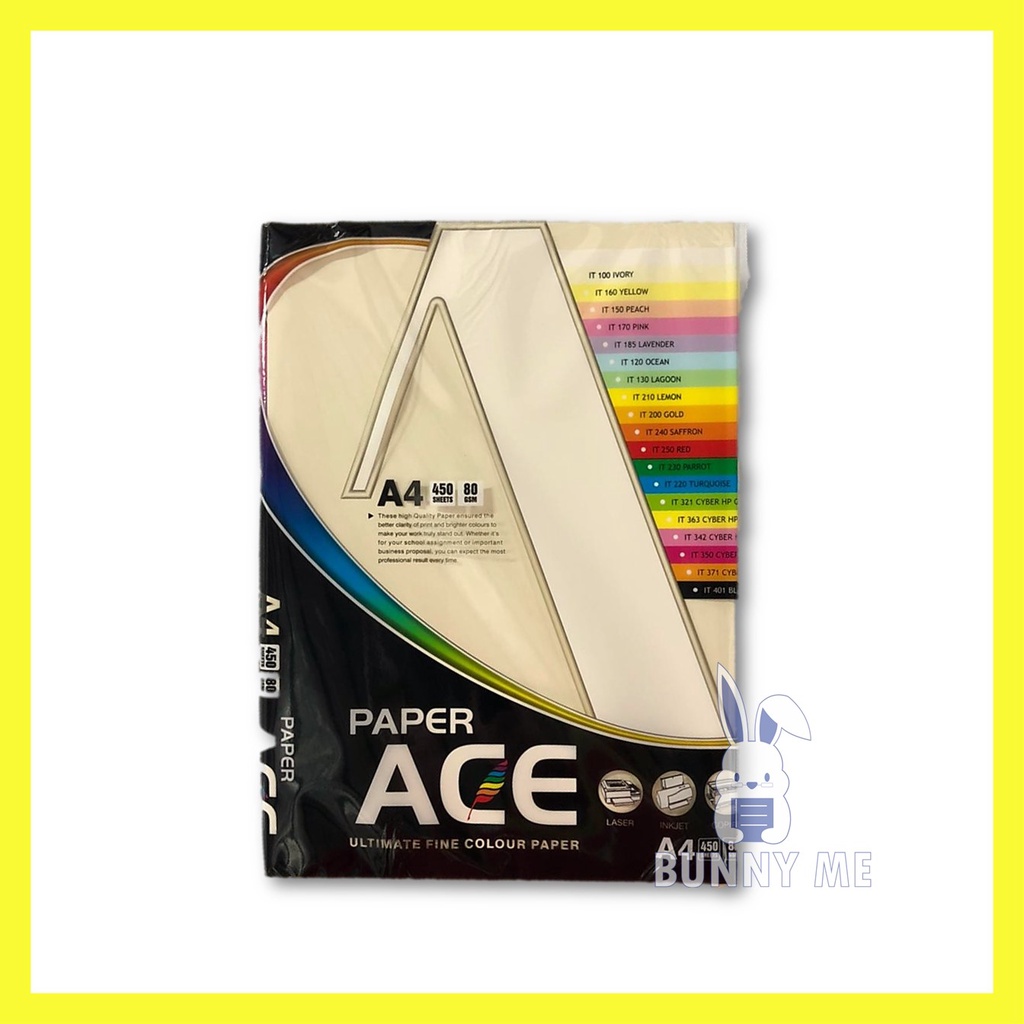 ACE COLOUR PAPER 80GSM A4 450SHEETS / KERTAS WARNA // LIGHT // CYBER ...