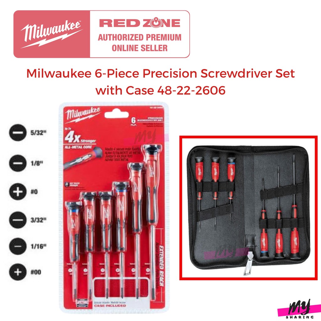 Milwaukee 6-Piece Precision Screwdriver Set with Case 48-22-2606 ...