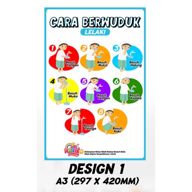 Sticker Cara Berwuduk Panduan Kanak-Kanak / Bahan Bantu Mengajar cara ...