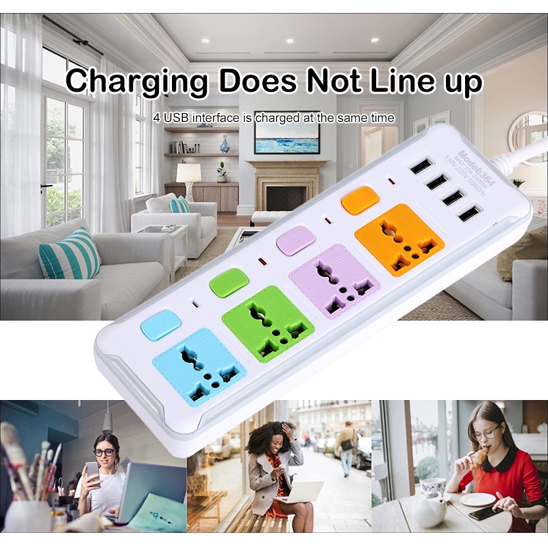🔥HOT🔥UK Universal 4 Power Socket Extension Pulg Charger Adapter With ...
