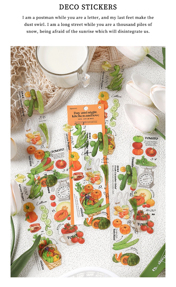 IFM Day & Night Kitchen & Love Series Vegetables PET Deco Stickers ...